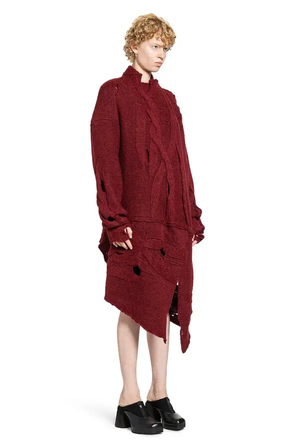 HALOS Alpaca Wool Cable Knit Distressed Coat