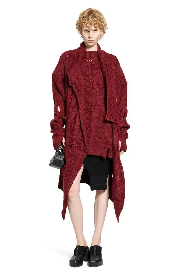 HALOS Alpaca Wool Cable Knit Distressed Coat