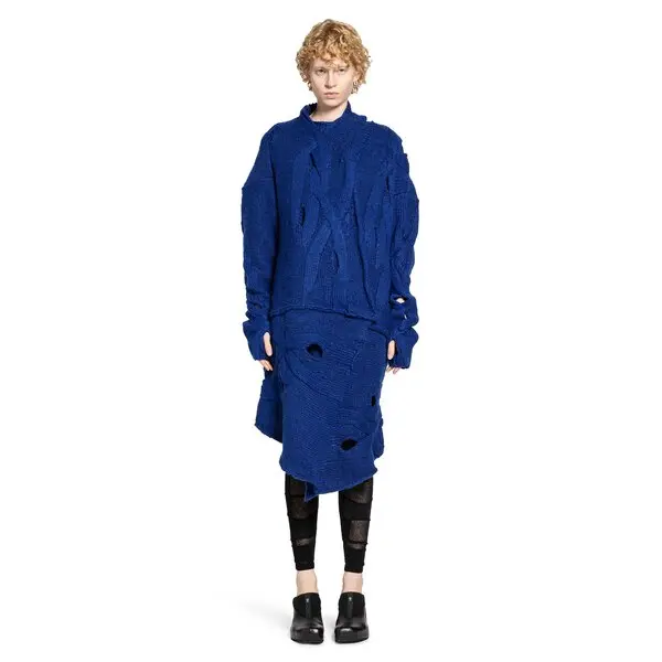 HALOS Sapphire Alpaca Wool Cable Knit Coat