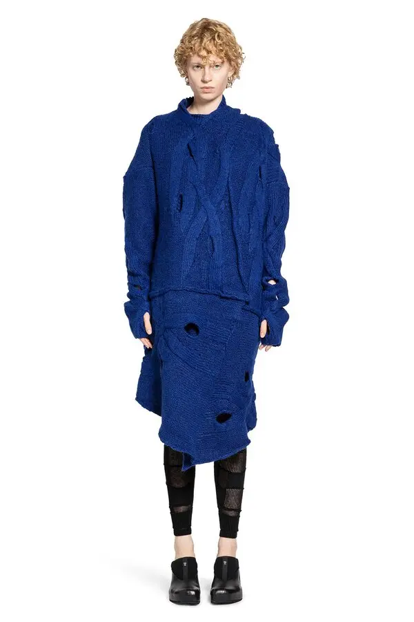 HALOS Sapphire Alpaca Wool Cable Knit Coat
