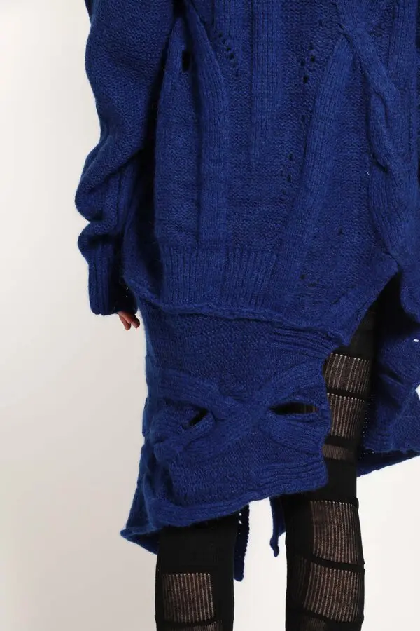 HALOS Sapphire Alpaca Wool Cable Knit Coat