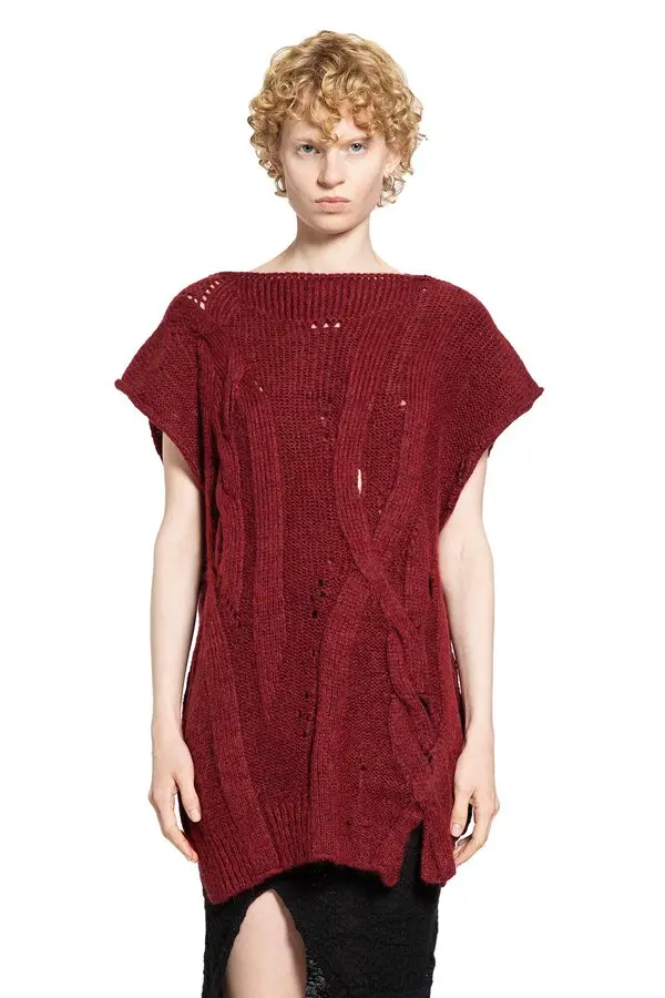 HALOS Alpaca Wool Cable Knit Vest - Red