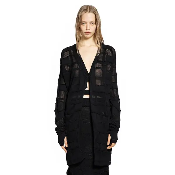HALOS Sheer Cotton-cashmere Checked V-neck Cardigan - Black