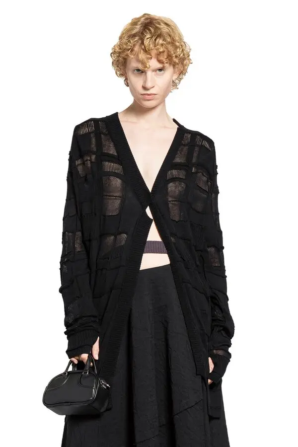 HALOS Sheer Cotton-cashmere Checked V-neck Cardigan