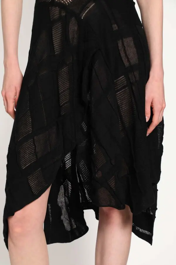 HALOS Asymmetric Sheer Checked Knit Dress