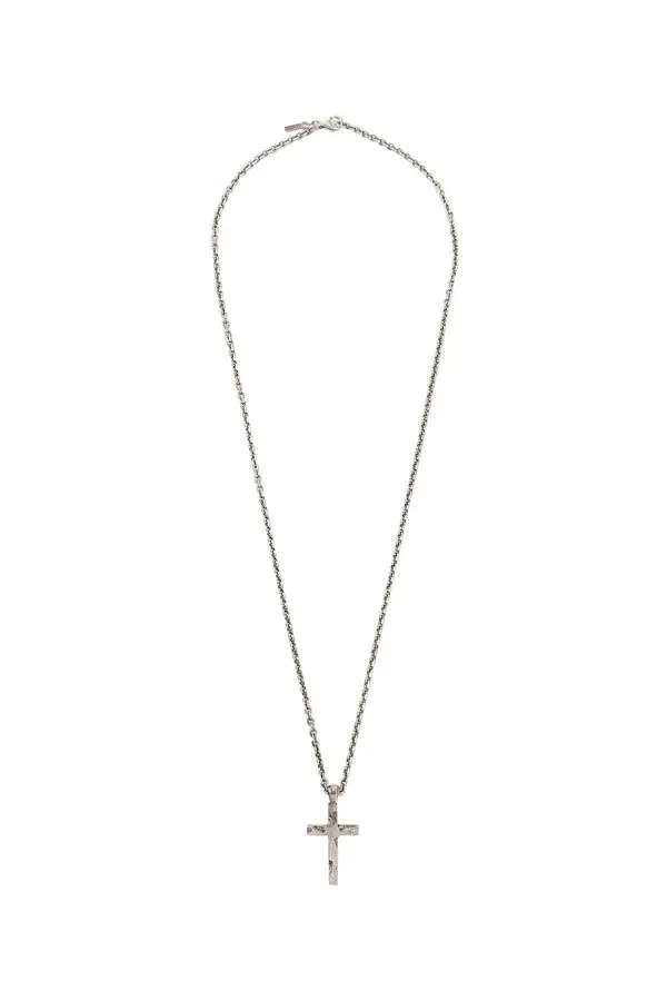 Emanuele Bicocchi Rope Chain Cross Pendant Necklace - Silver