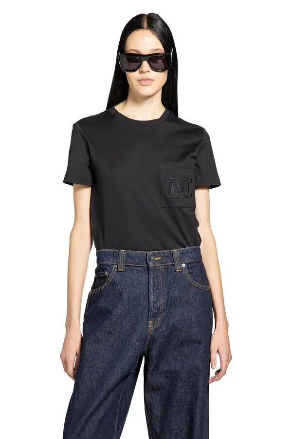 Max Mara Cotton Jersey T-shirt With Monogram Embroidery