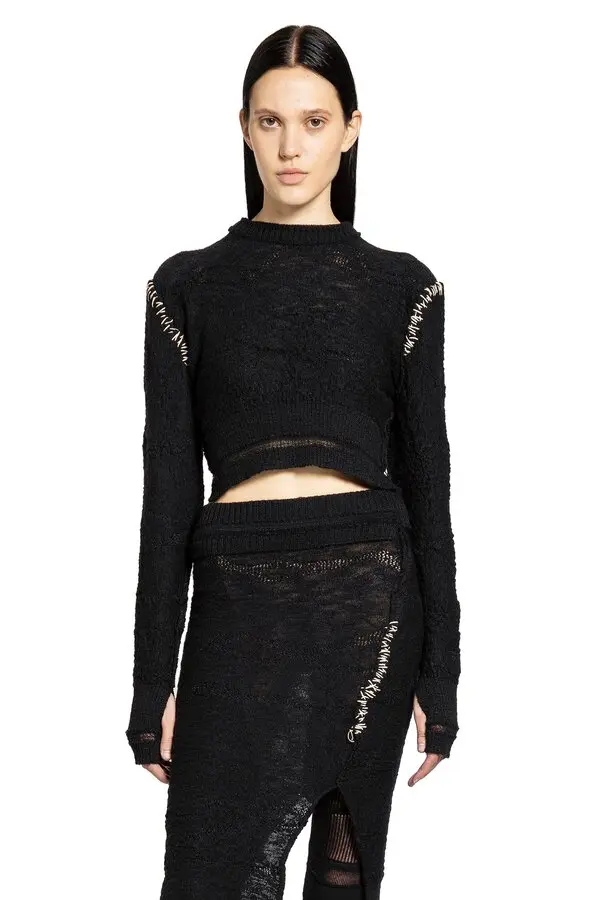 HALOS Textured Alpaca Wool Knit Cropped Top