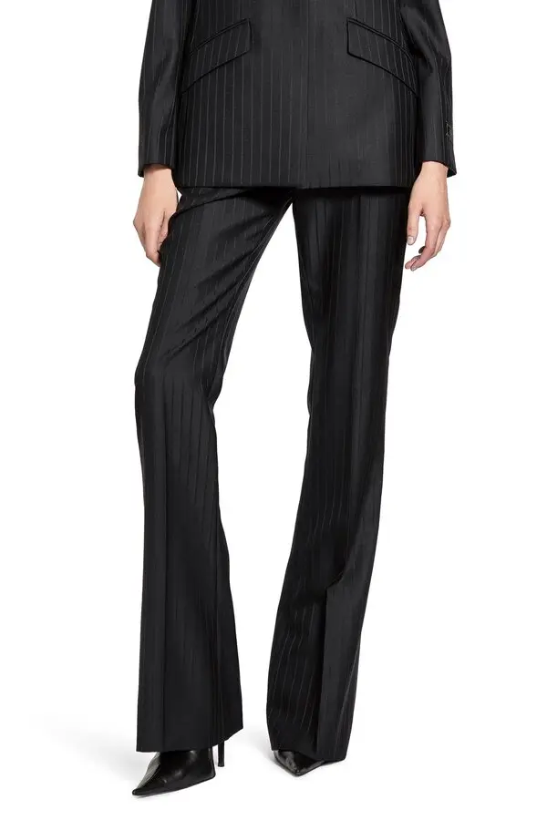 Versace Wool Pinstripe Dv Slim Fit Flared Trousers