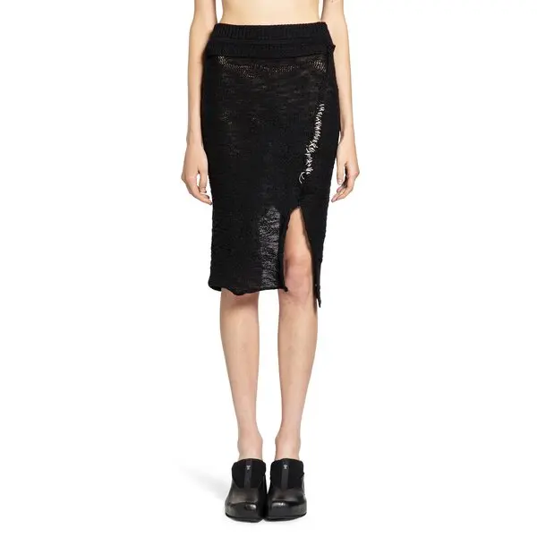 HALOS Textured Alpaca Wool Knit Skirt With Graphic Stitching