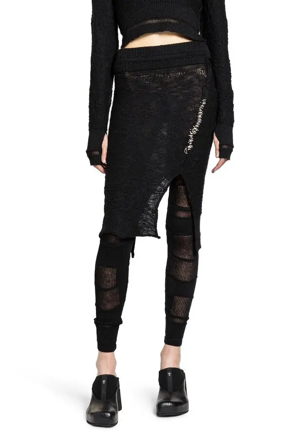 HALOS Textured Alpaca Wool Knit Skirt With Graphic Stitching