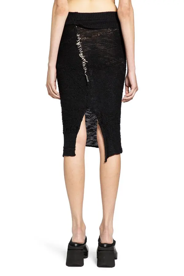 HALOS Textured Alpaca Wool Knit Skirt With Graphic Stitching