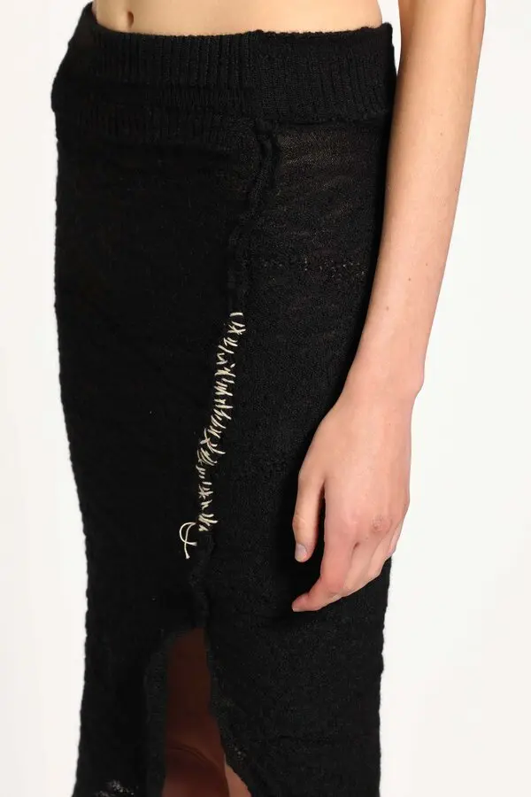 HALOS Textured Alpaca Wool Knit Skirt With Graphic Stitching
