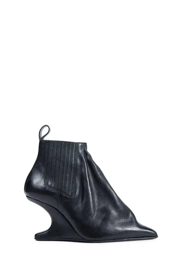 Rick Owens Calf Leather Ankle Boots With Wedge Heel