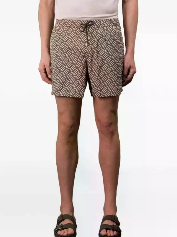 MOORER Geometric Print Swim Shorts - Brown
