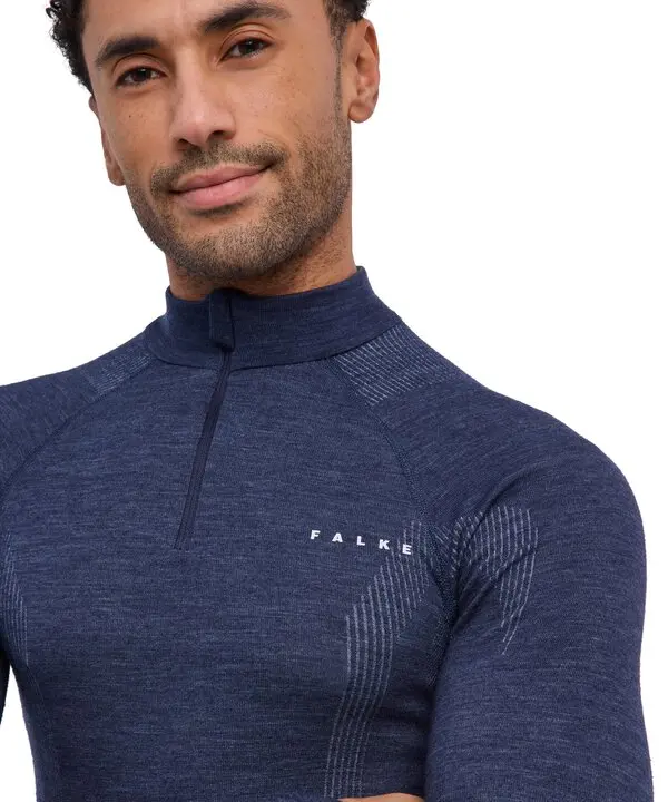 Falke Wool-tech Half Zip Performance Base Layer - Blue