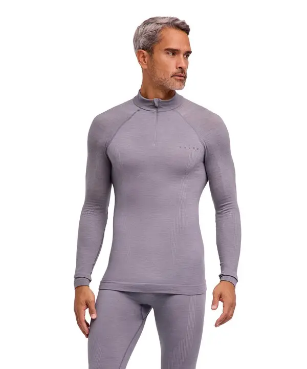 Falke Wool-tech Quarter Zip Base Layer - Grey