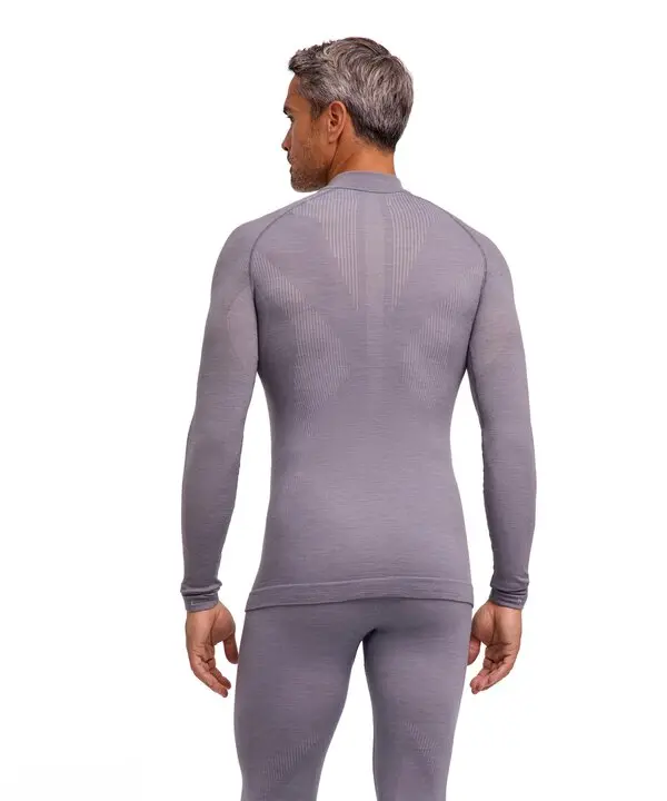 Falke Wool-tech Quarter Zip Base Layer - Grey