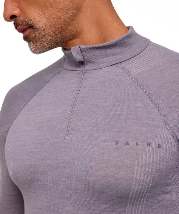 Falke Wool-tech Quarter Zip Base Layer - Grey