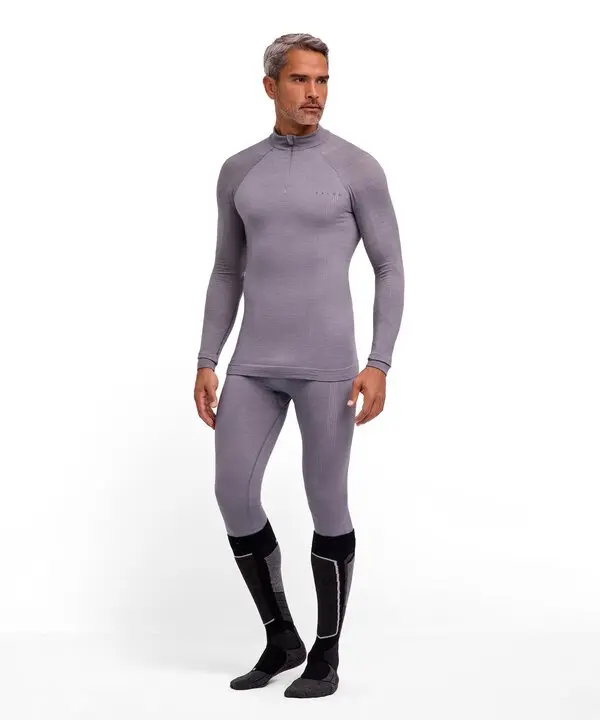 Falke Wool-tech Quarter Zip Base Layer - Grey