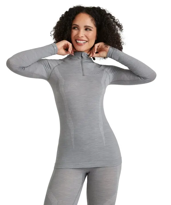 Falke Wool-tech Half-zip Baselayer Top - Grey