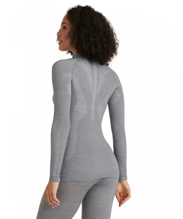 Falke Wool-tech Half-zip Baselayer Top - Grey