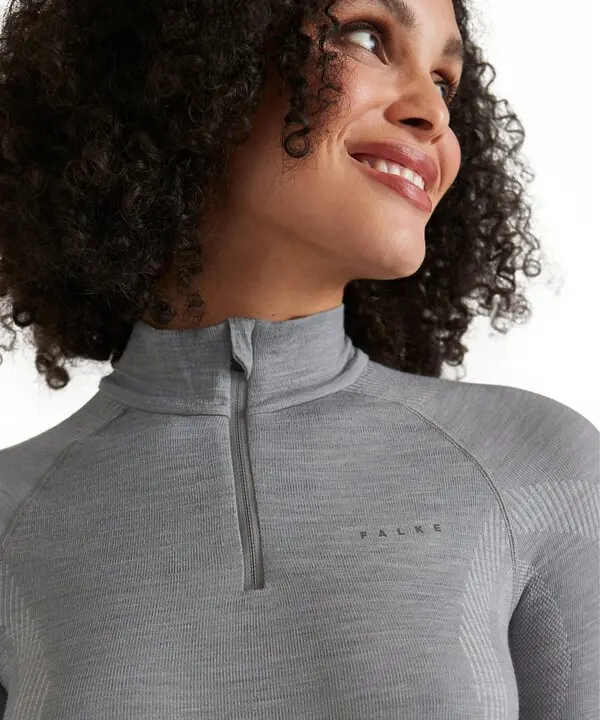 Falke Wool-tech Half-zip Baselayer Top - Grey