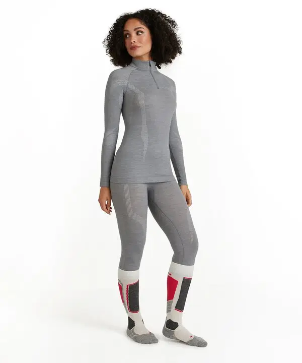 Falke Wool-tech Half-zip Baselayer Top - Grey