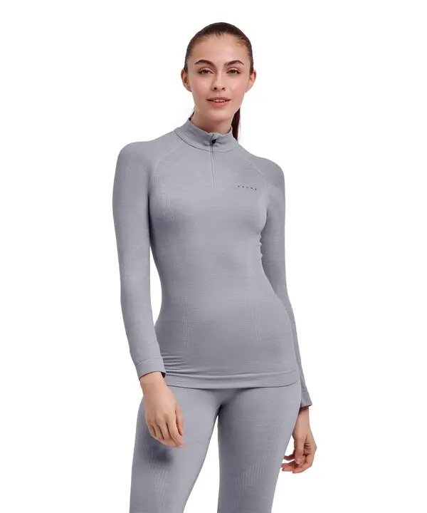 Falke Wool-tech Half-zip Baselayer Top - Grey