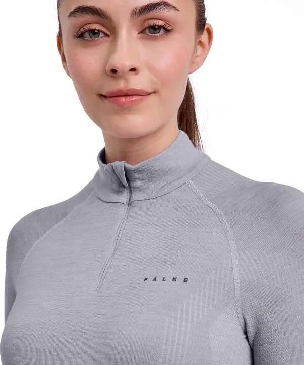 Falke Wool-tech Half-zip Baselayer Top - Grey