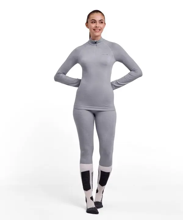 Falke Wool-tech Half-zip Baselayer Top - Grey