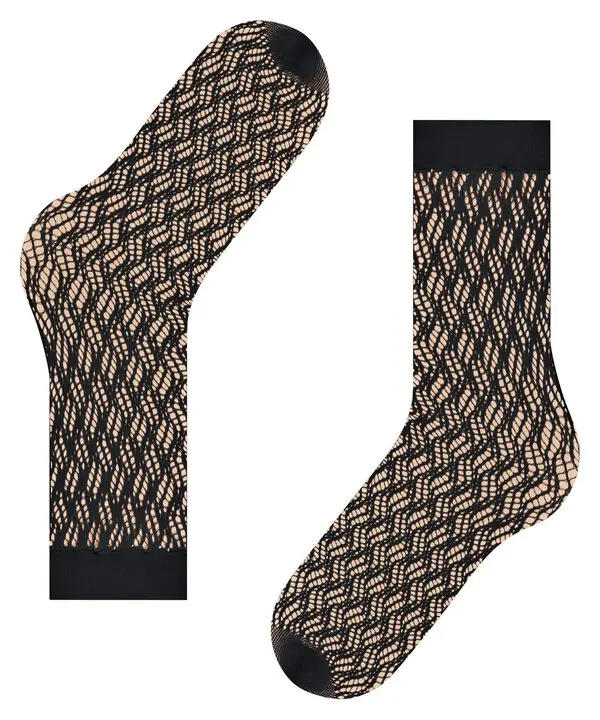 Falke Pure Shore Knee-high Patterned Mesh Socks - Black