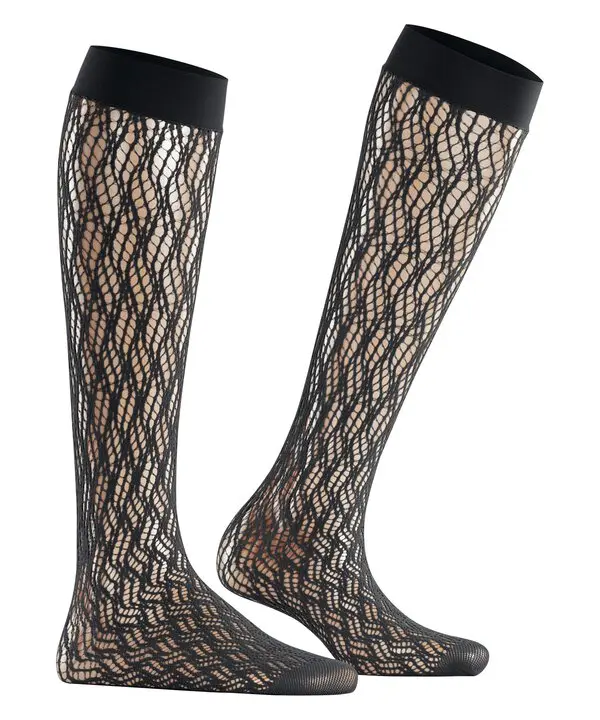 Falke Pure Shore Knee-high Patterned Mesh Socks - Black