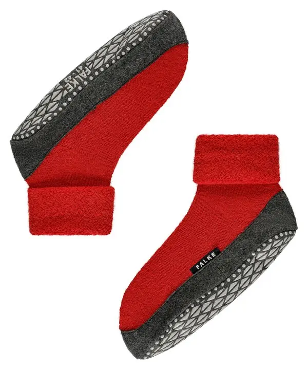 Falke Cosyshoe Merino Wool Slipper Socks With Grip Sole - Red