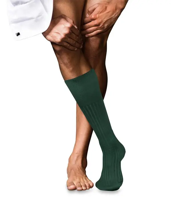 Falke No. 13 Finest Piuma Cotton Ribbed Dress Socks - Green