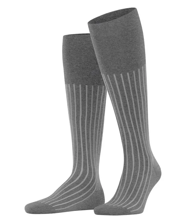 Falke Shadow Mercerised Cotton Knee High Socks - Grey