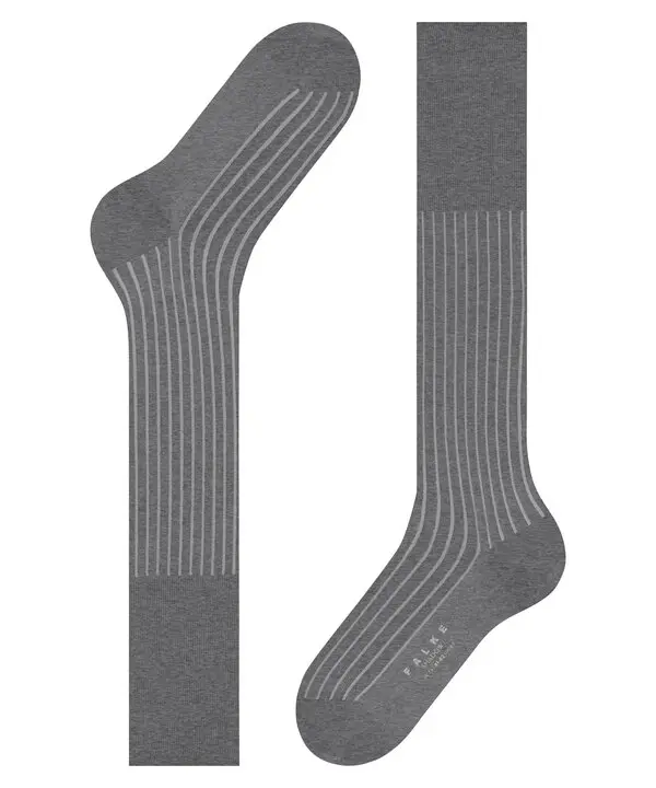 Falke Shadow Mercerised Cotton Knee High Socks - Grey