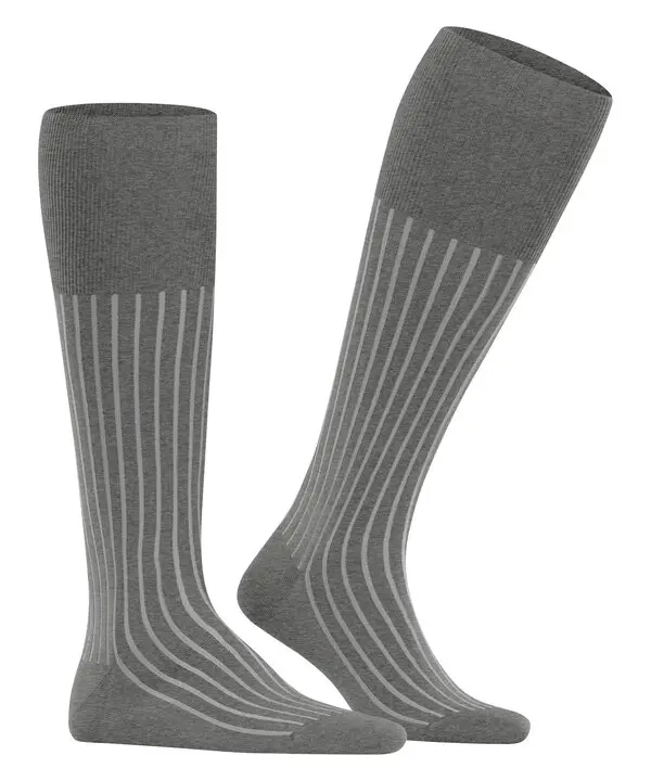 Falke Shadow Mercerised Cotton Knee High Socks - Grey