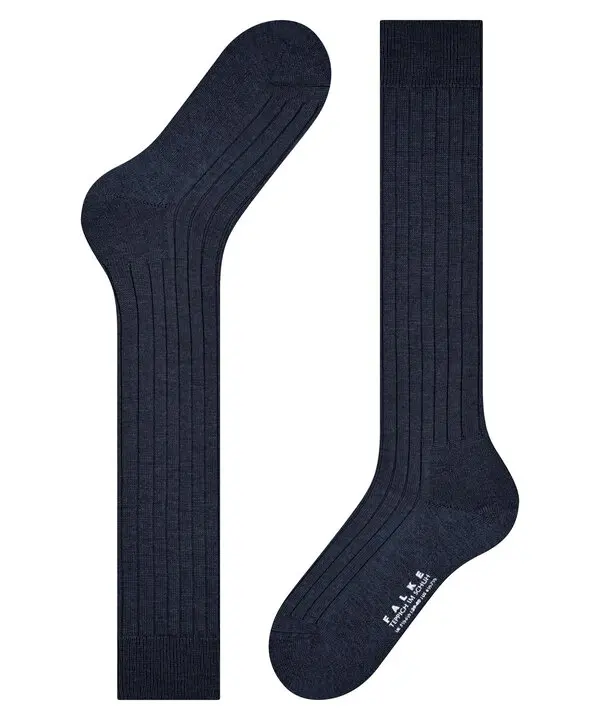 Falke Knee High Ribbed Socks With Plush Sole - Blue