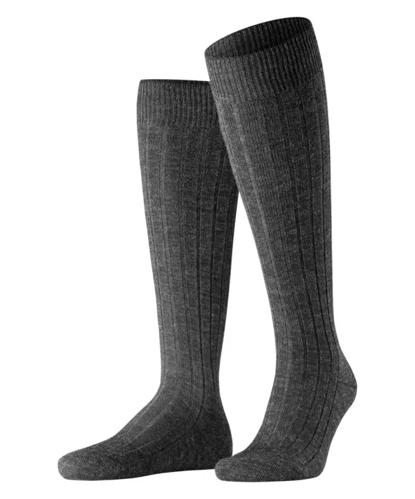 Falke Knee High Ribbed Merino Wool Socks - Grey
