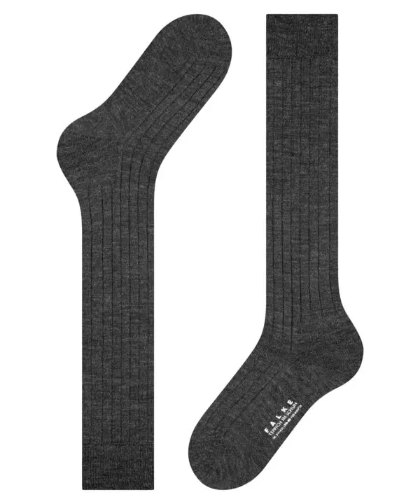 Falke Knee High Ribbed Merino Wool Socks - Grey