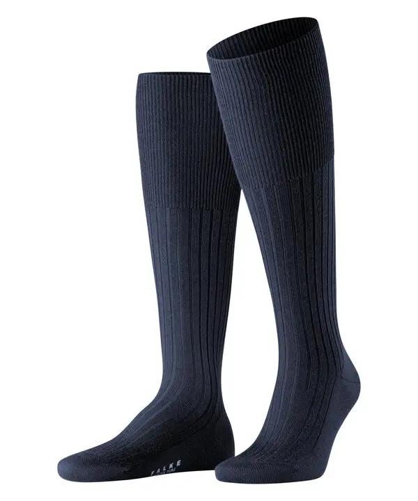 Falke Bristol Pure Knee High Ribbed Wool Socks - Blue