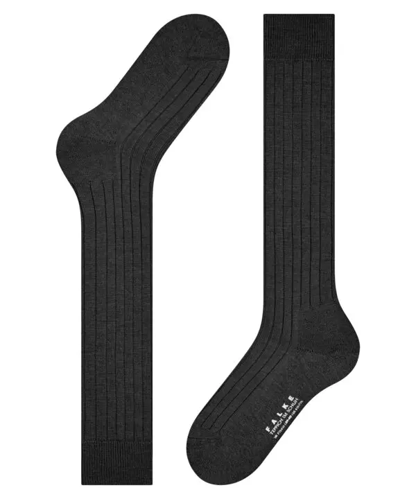 Falke Knee-high Ribbed Merino Socks - Black