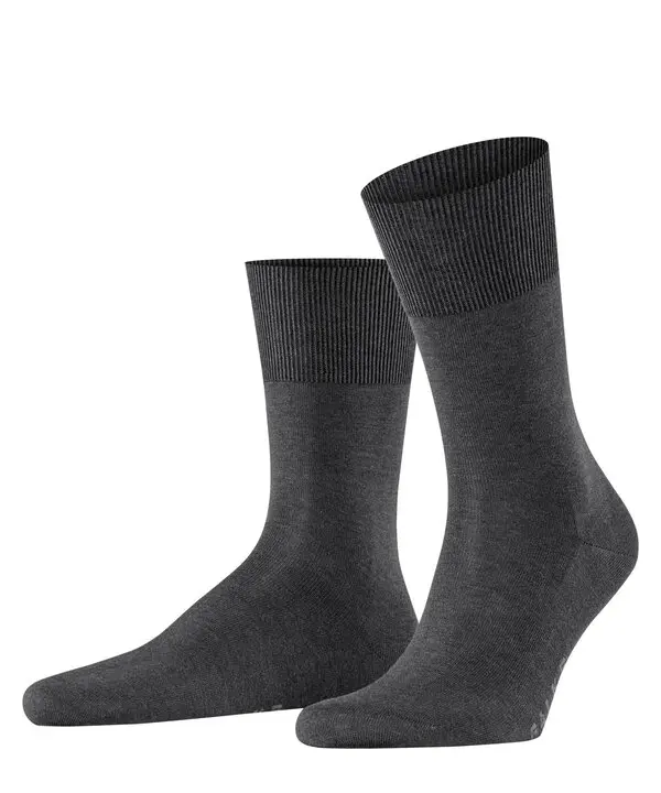 Falke Firenze Mercerised Cotton Ribbed Dress Socks - Grey