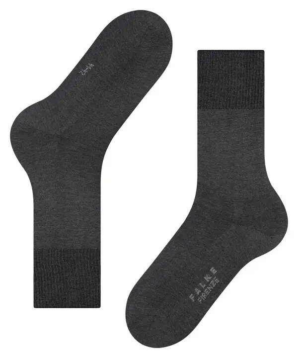 Falke Firenze Mercerised Cotton Ribbed Dress Socks - Grey