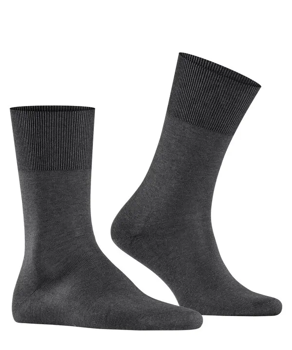 Falke Firenze Mercerised Cotton Ribbed Dress Socks - Grey