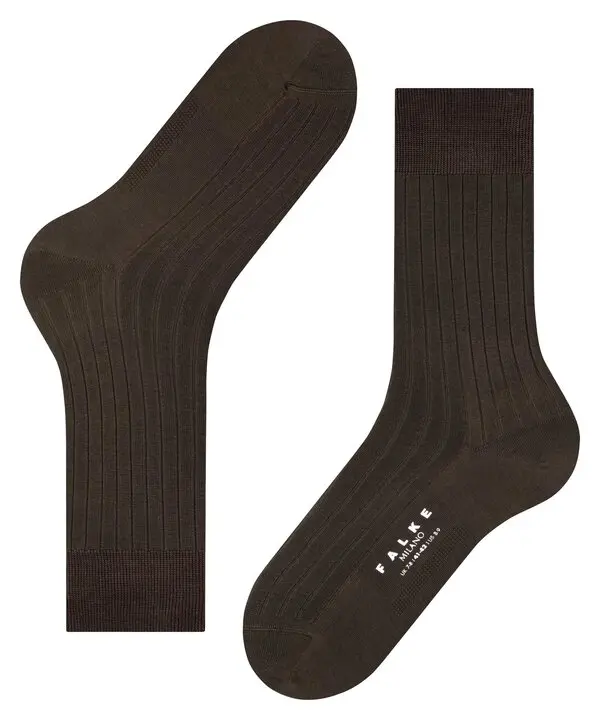 Falke Milano Ribbed Dress Socks - Brown