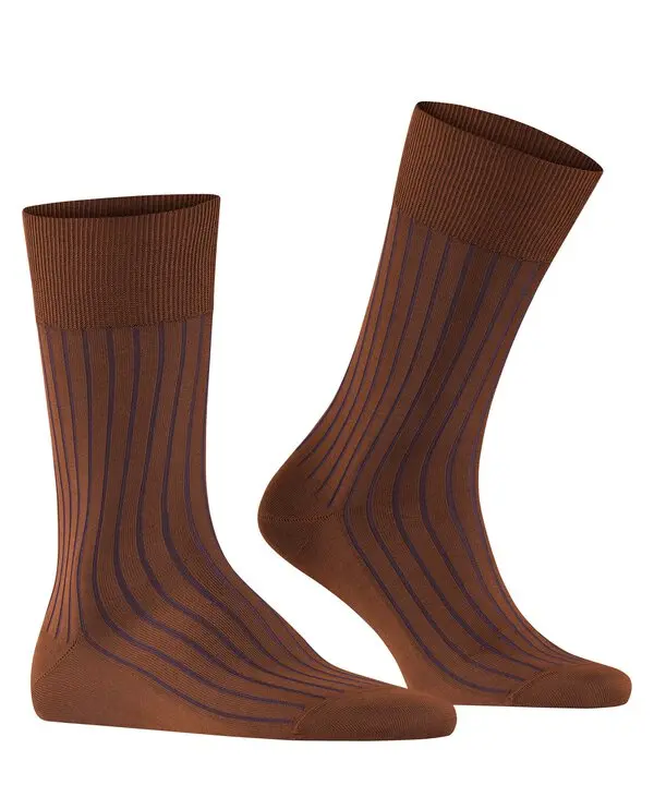 Falke Shadow Mercerised Cotton Dress Socks - Brown