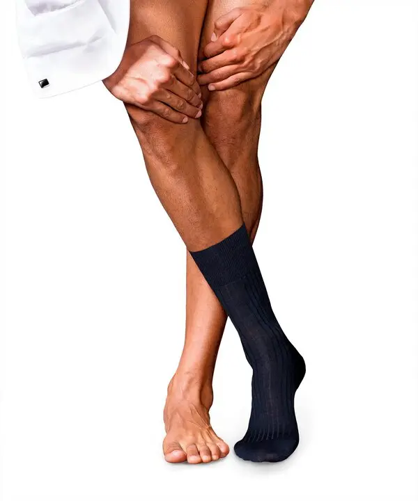 Falke Finest Merino Ribbed Dress Socks - Blue