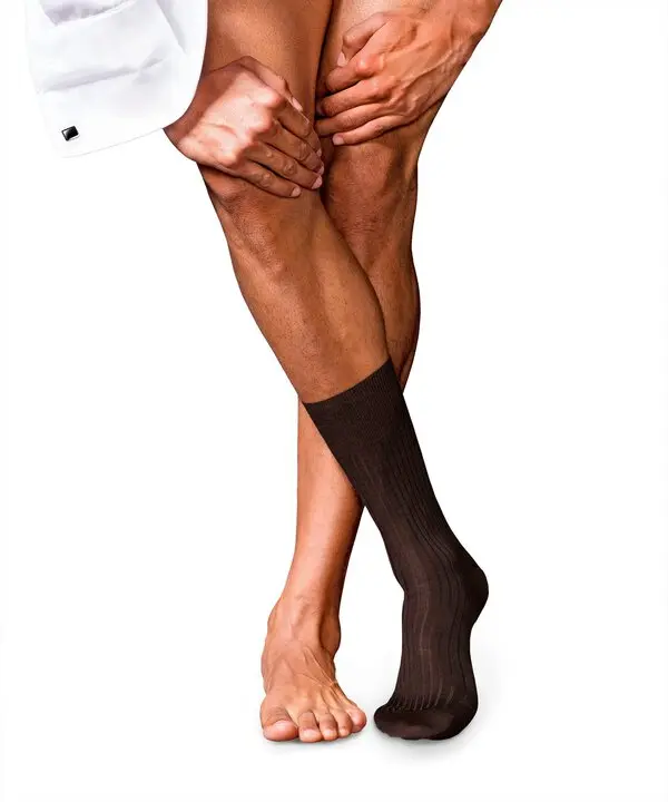 Falke Finest Merino Ribbed Dress Socks - Brown